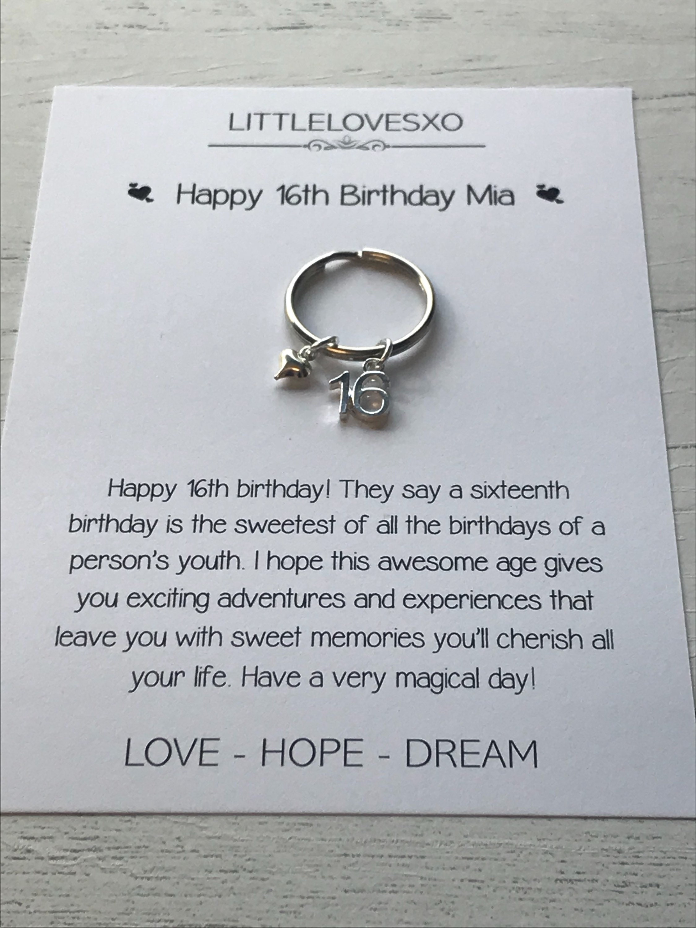 Personalized 16th Birthday Keychain Gift With Card - Etsy