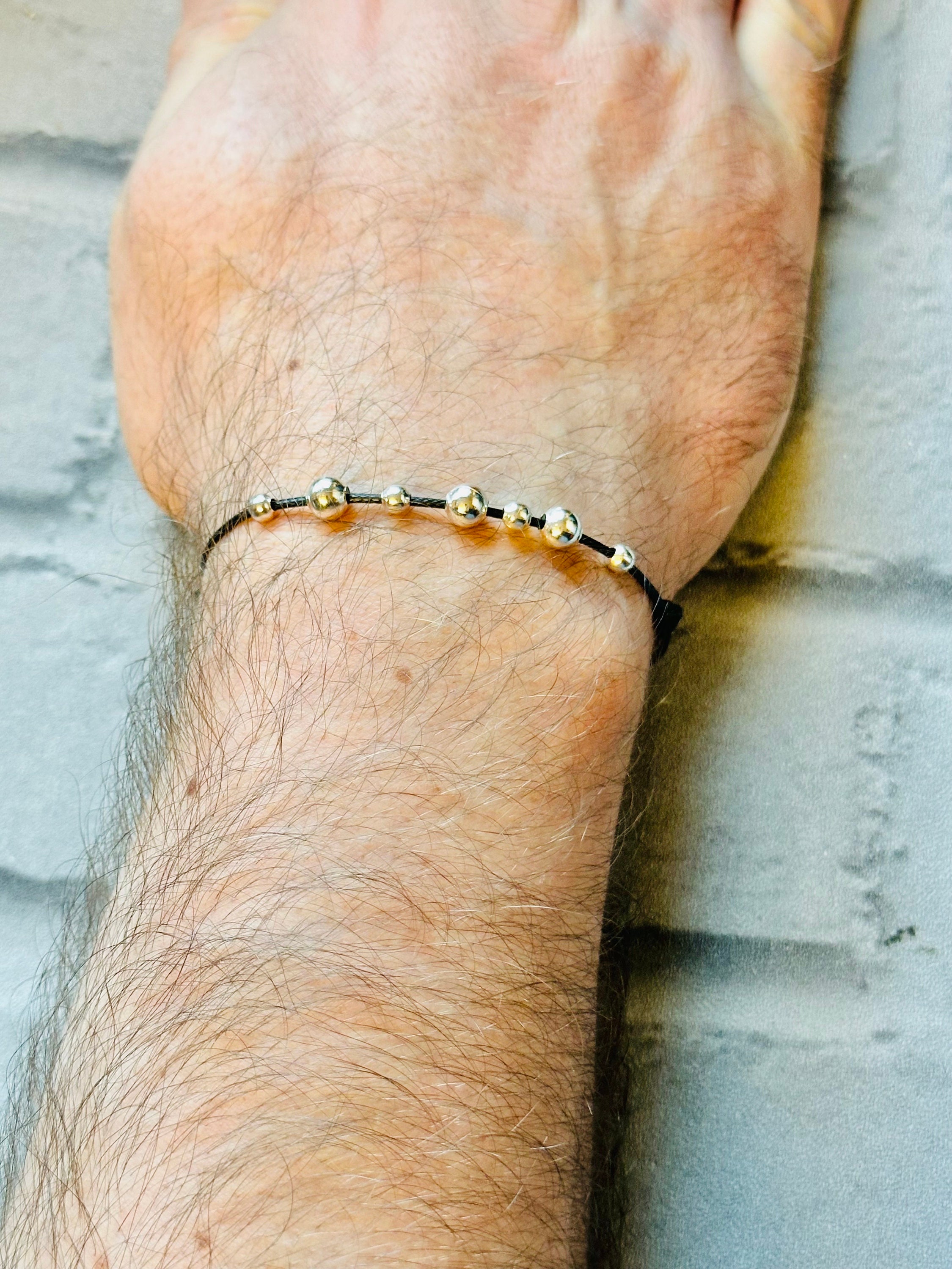 Fidget Bracelet for Anxiety | Silver Plated Beads, Adjustable String - Etsy