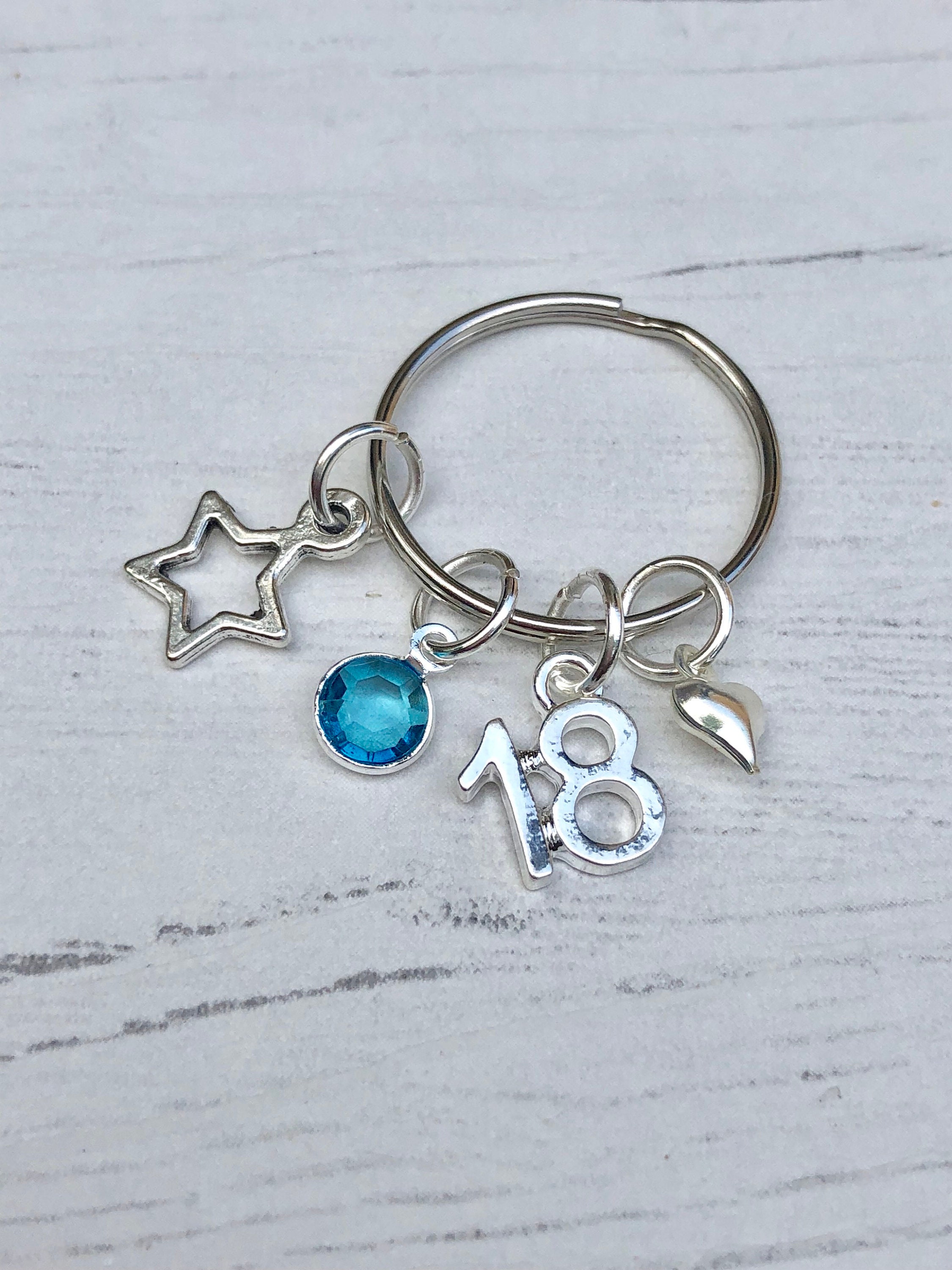 18 Keychain18th Keychain18th Birthday Giftbirthstone | Etsy