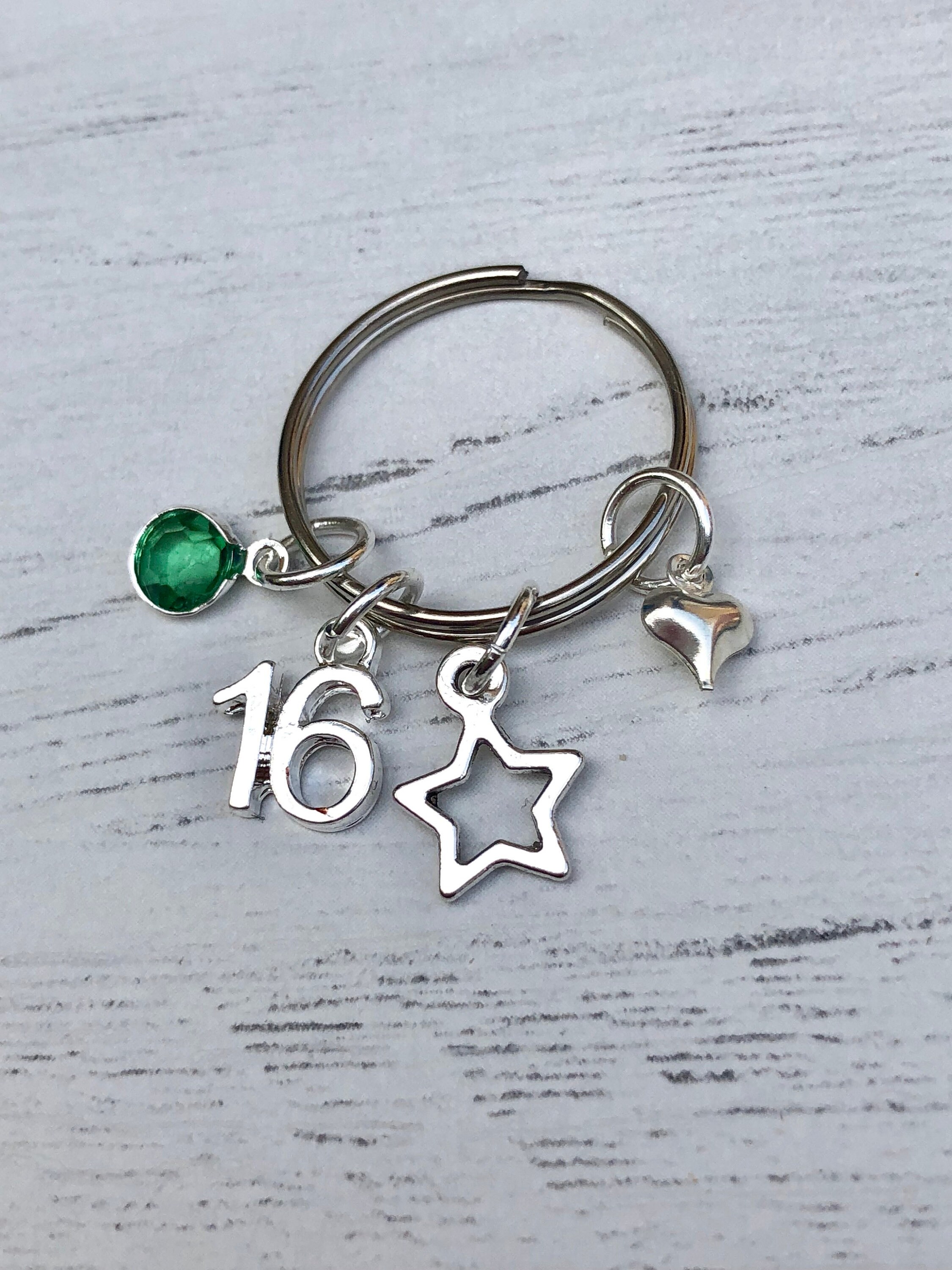 16 keychain16th keychain16th birthdaybirthstone | Etsy