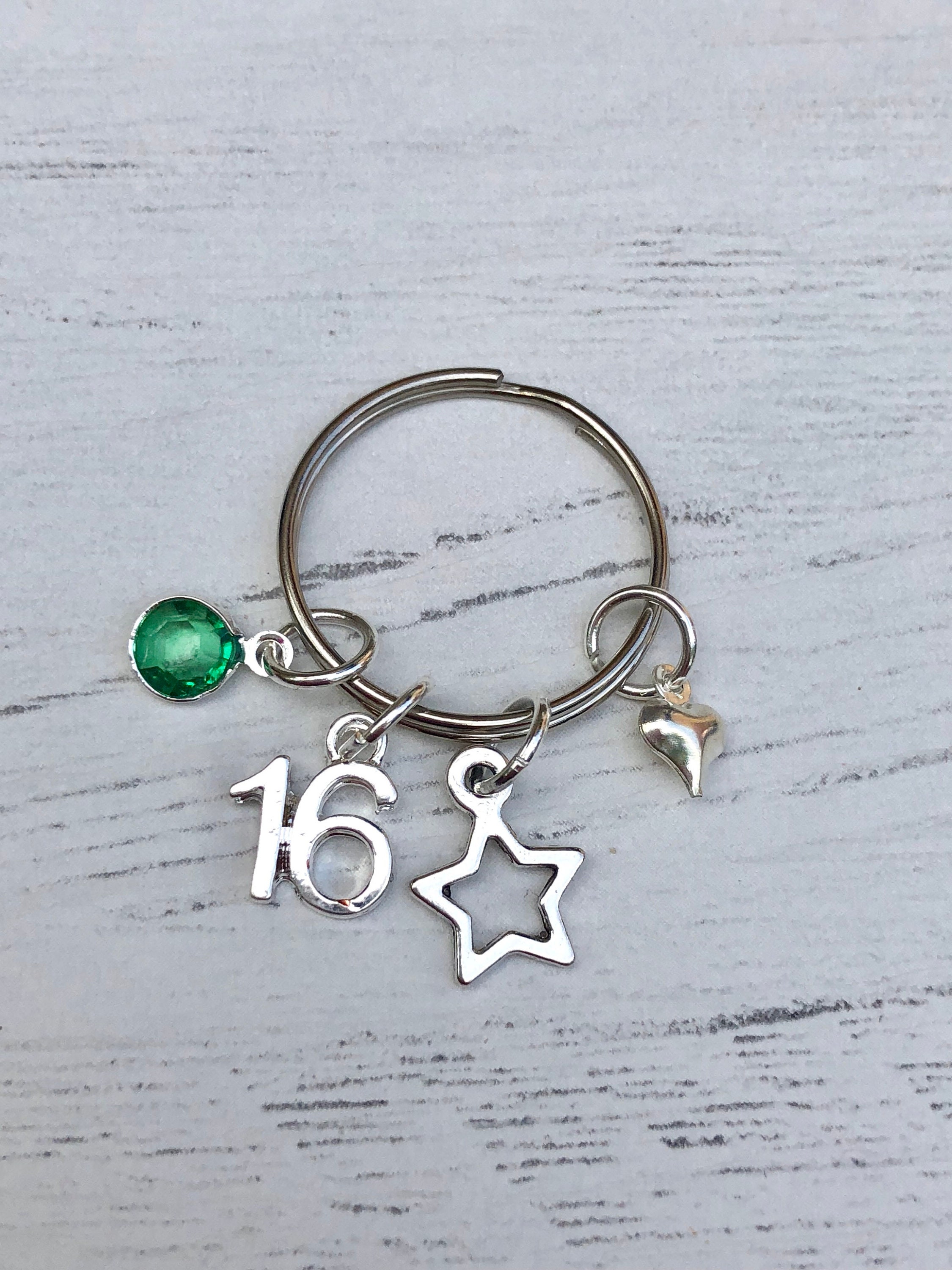 16 keychain16th keychain16th birthdaybirthstone | Etsy