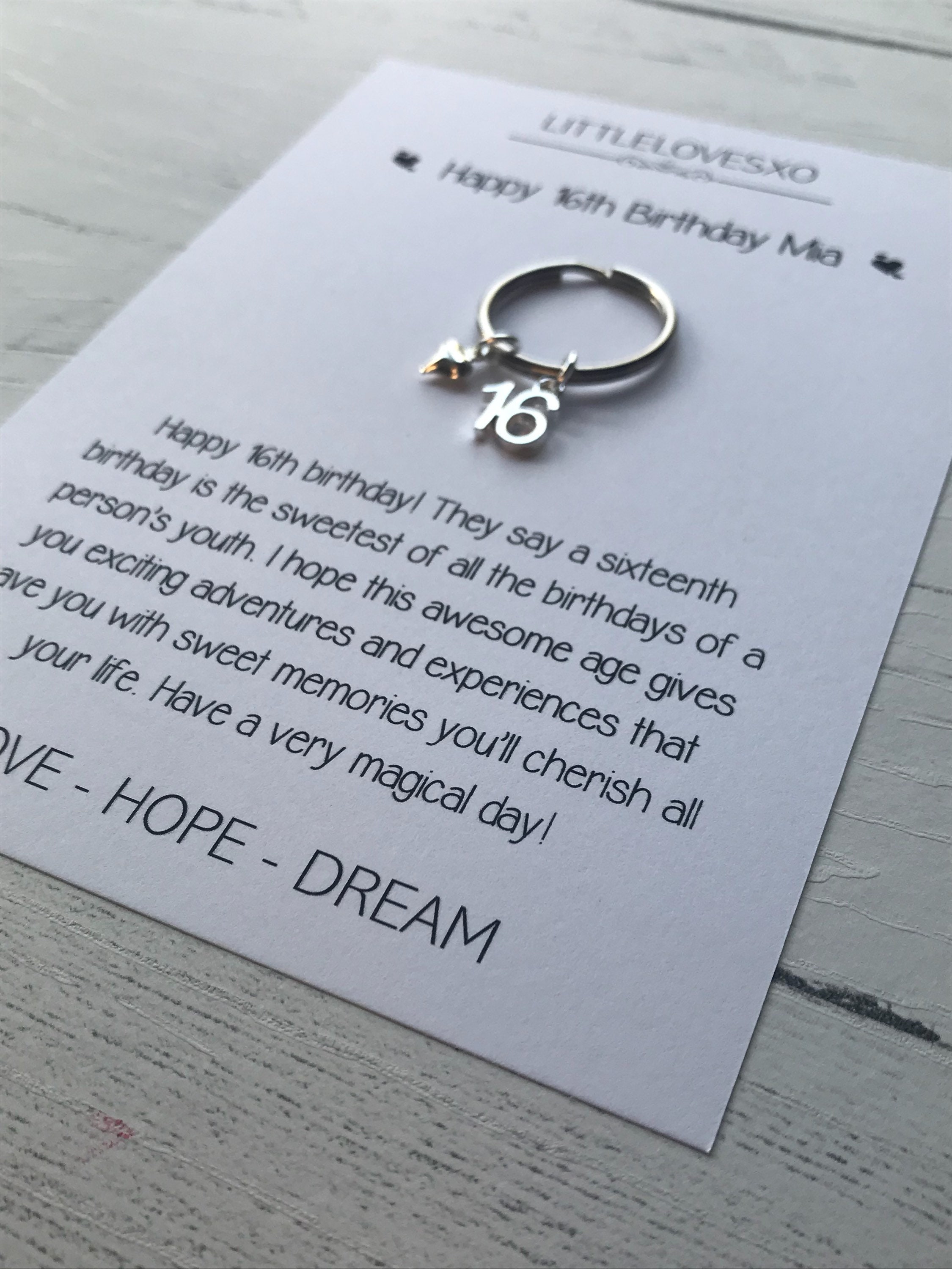 Personalized 16th Birthday Keychain Gift With Card - Etsy