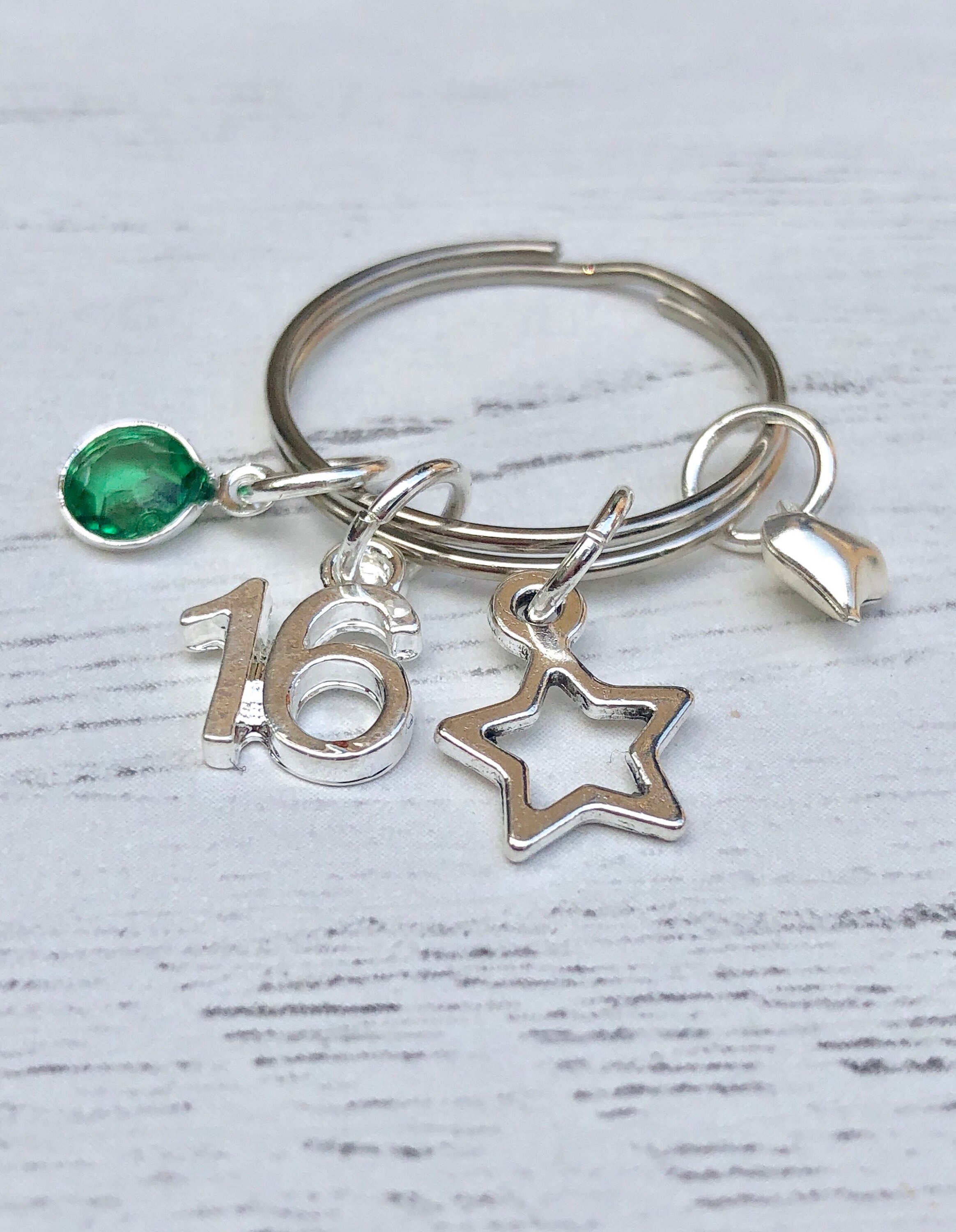 16 keychain16th keychain16th birthdaybirthstone | Etsy