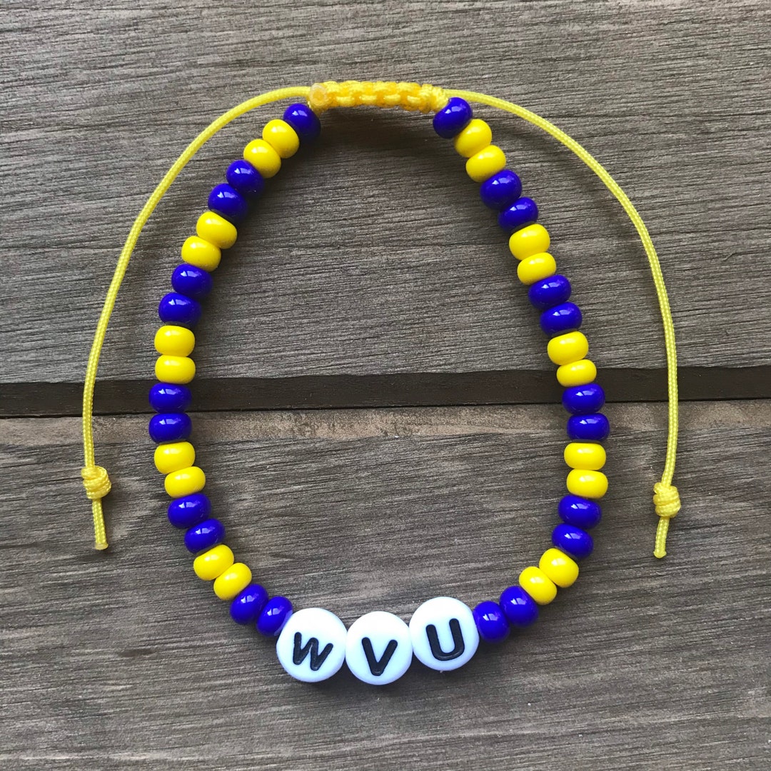 West Virginia University Beaded Bracelet WVU Graduation Gift - Etsy UK