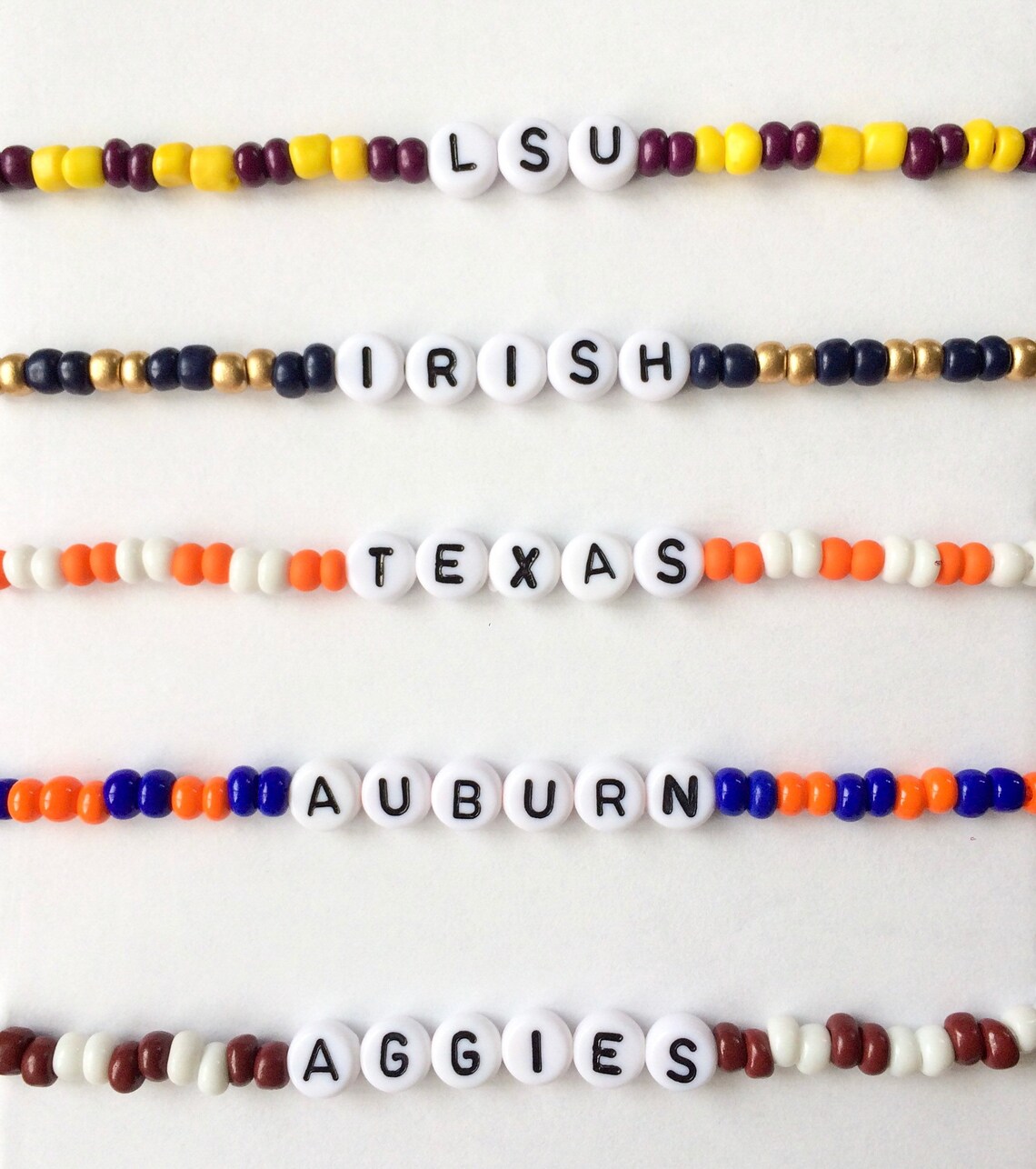 Custom College Beaded Bracelets Custom College Gift College - Etsy