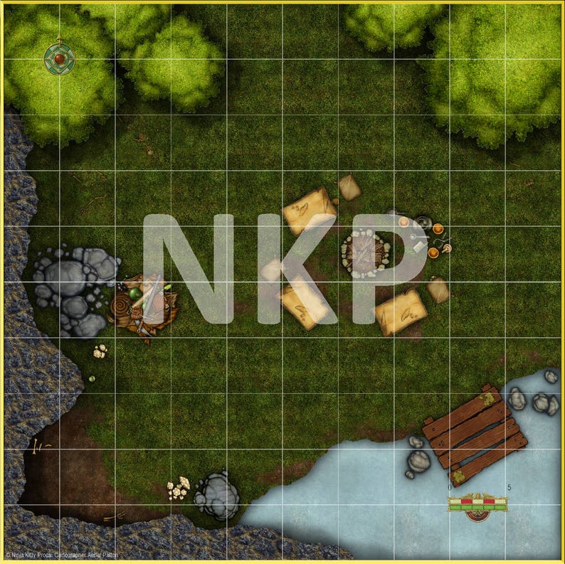 Square Grid Style Printable Table-top Fantasy Map Lake Shore - Etsy