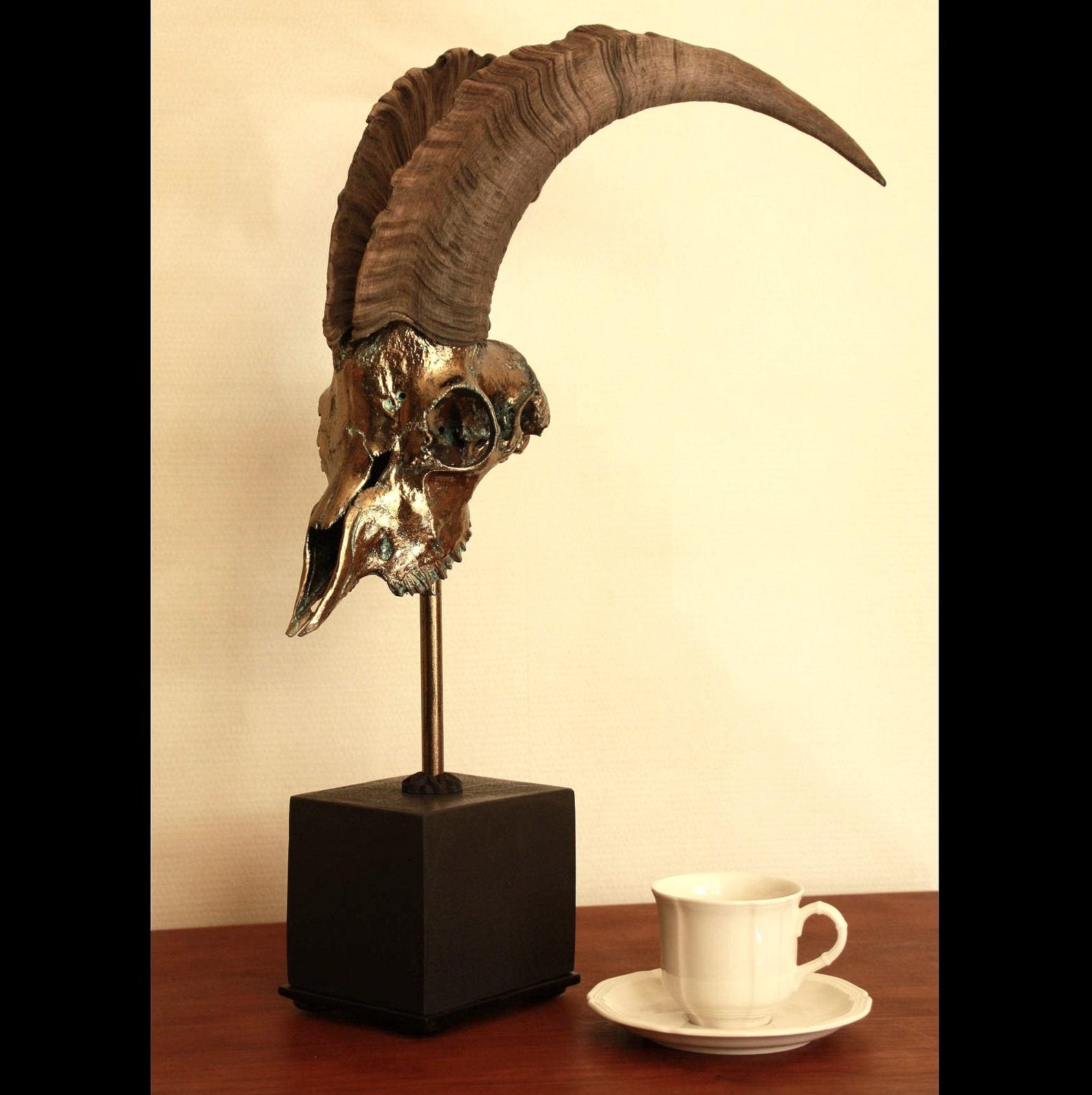 Goat Skull, Goat Skull on Pedestal, Antique Decor, Living Room Decor ...
