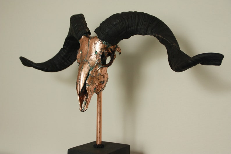 Ram skull on pedestal Ram skull in roségold in aged finish | Etsy