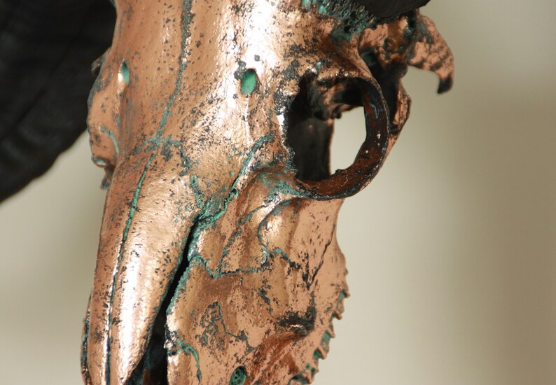 Ram Skull on Pedestal, Ram Skull in Roségold in Aged Finish, Real ...