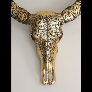 Decorated Buffalo Skull and Horns in Vintage Style Real Skull | Etsy