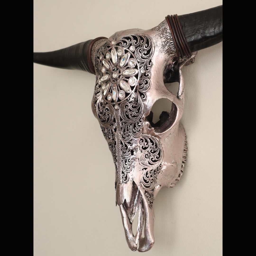 Real Cow Skull, Metalized Cow Skull, Rusticdecor, Bar Restaurant ...