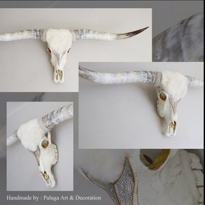 XL Off-white Longhornskull, Hand Decorated With Crystals, Longhorn ...