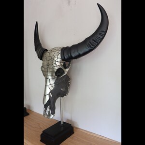 Real Buffalo Skull on Pedestal, Buffalo Skull Decorated Metalized ...