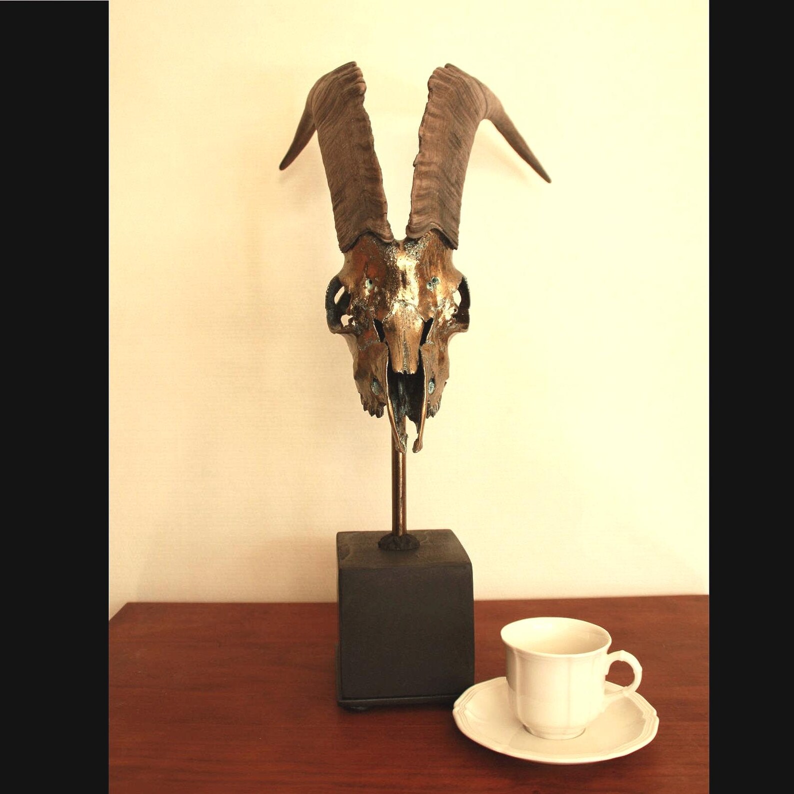 Goat Skull, Goat Skull on Pedestal, Antique Decor, Living Room Decor ...
