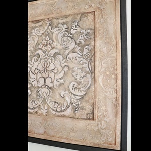 Ornamental Design Decoration, Damask Art on Wooden Board, Fresco Style ...