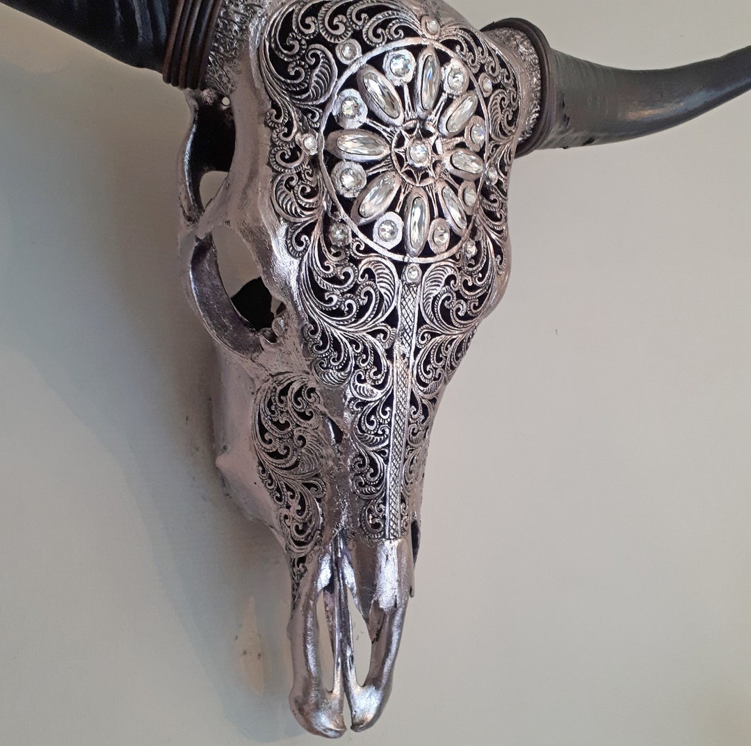 Real Cow Skull, Metalized Cow Skull, Rusticdecor, Bar Restaurant ...
