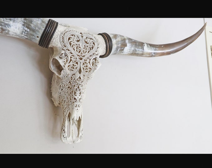 Longhornskull, Carved Longhornskull, Home Decor, Walldecoration ...