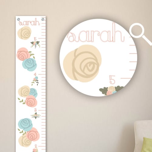 Floral Growth Chart for Girls Kids Room Wall Decor Floral - Etsy
