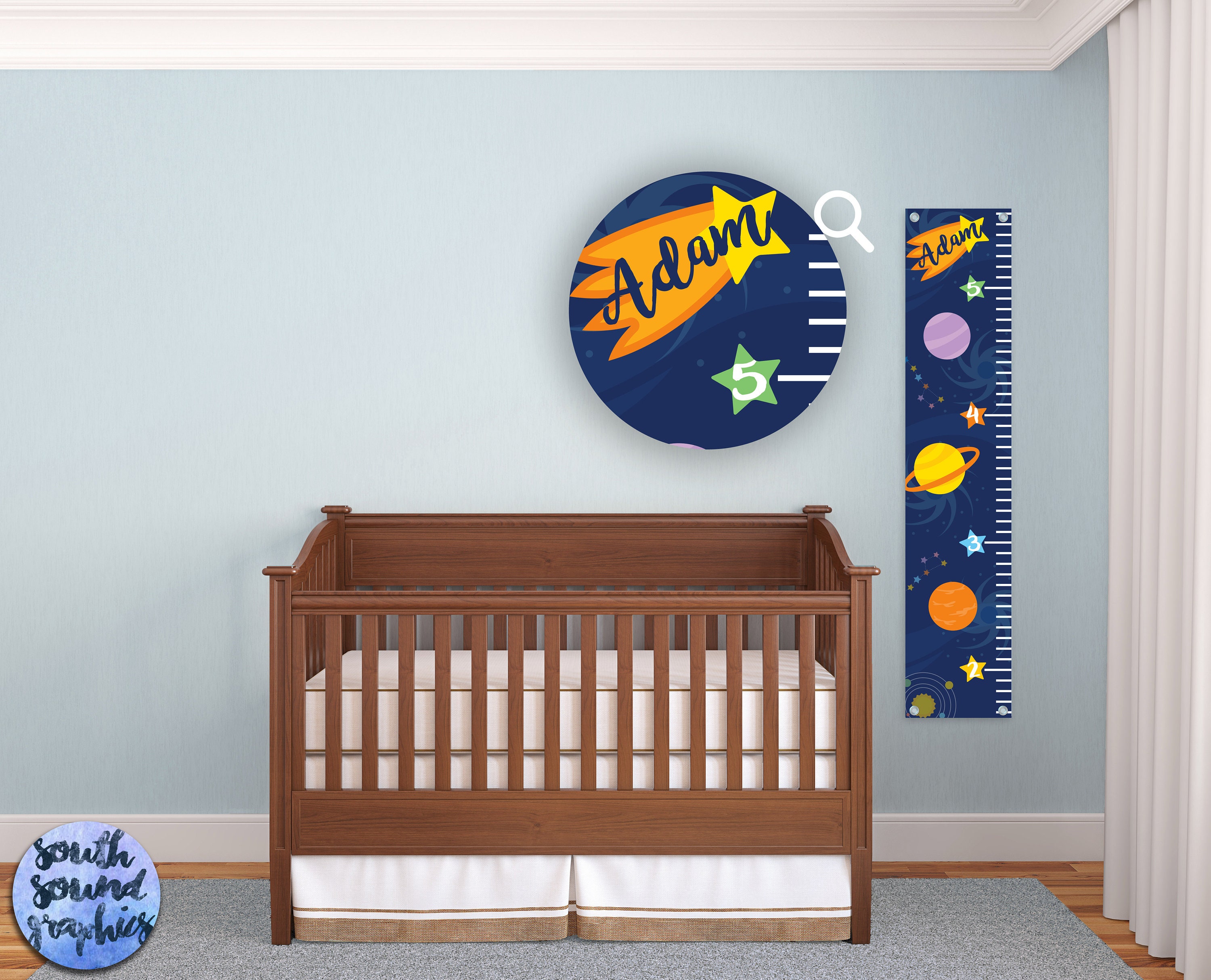 Growth Chart for Boys Kids Room Wall Decor Outer Space | Etsy