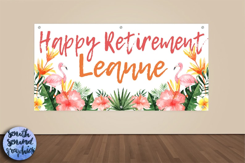 Retirement Banner Tropical Retirement Vinyl Sign Congrats | Etsy