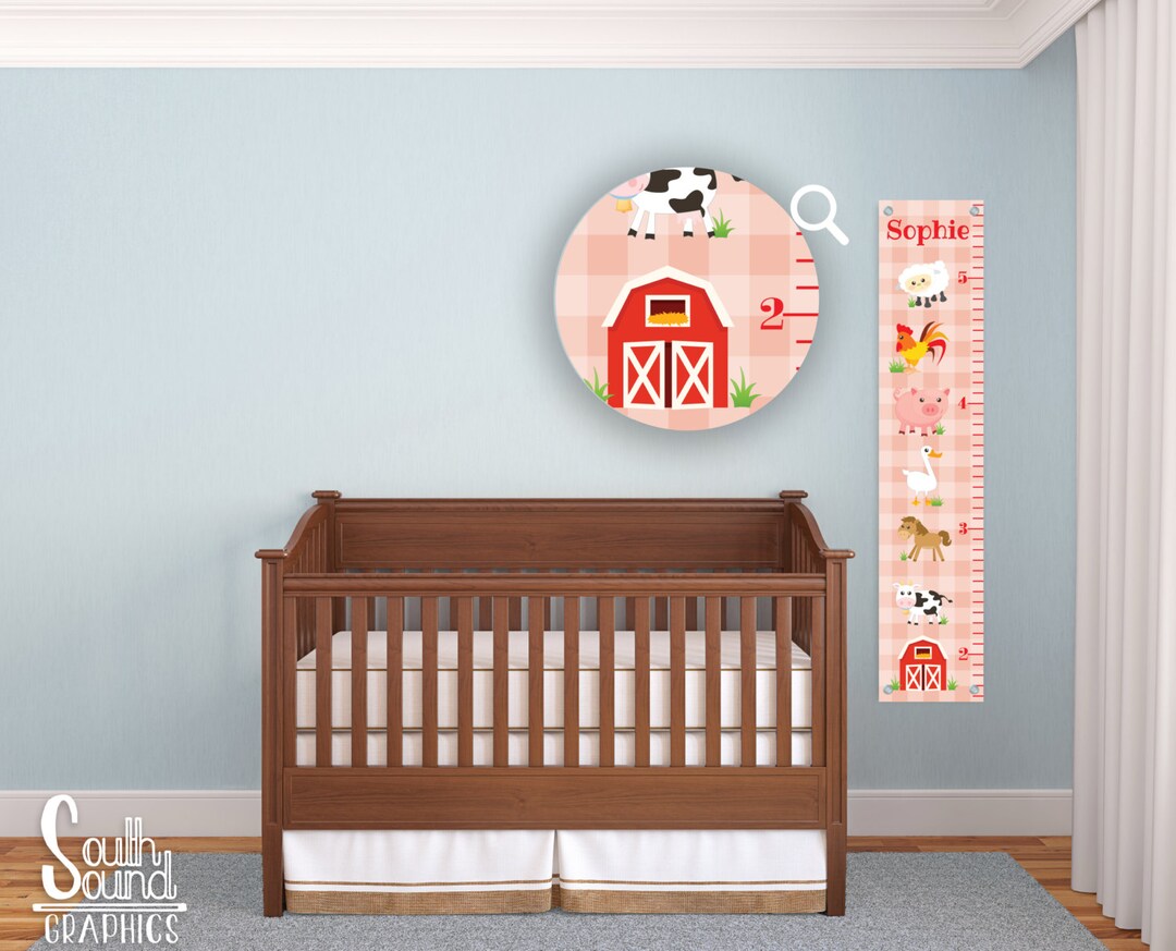 Kids Growth Chart - Boy or Girl Room Wall Decor - Farm Custom Wall ...