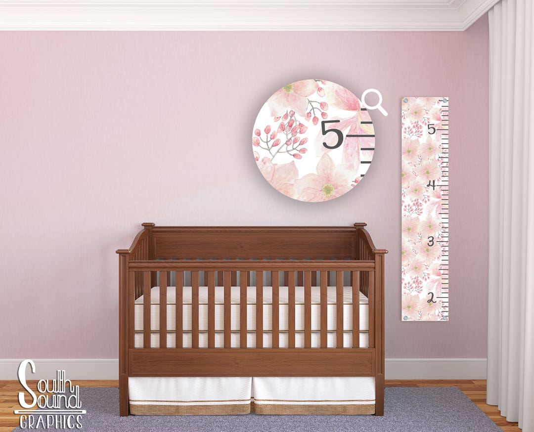Floral Growth Chart for Girls - Kids Room Wall Decor - Floral ...
