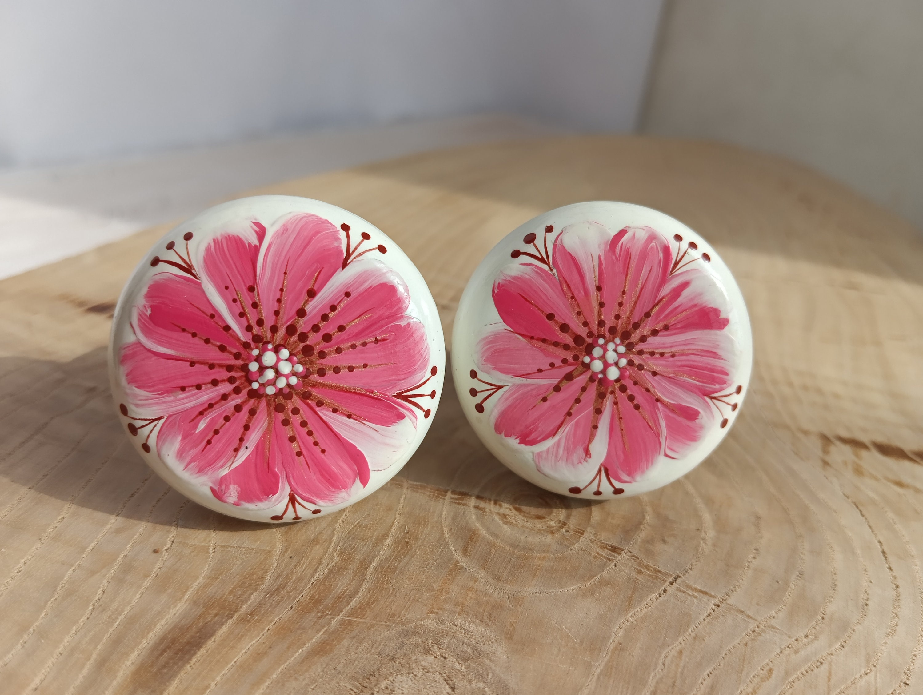 Hand-painted Flower Knob, Ukrainian Petrykivka, Wood Cabinet Knob - Etsy