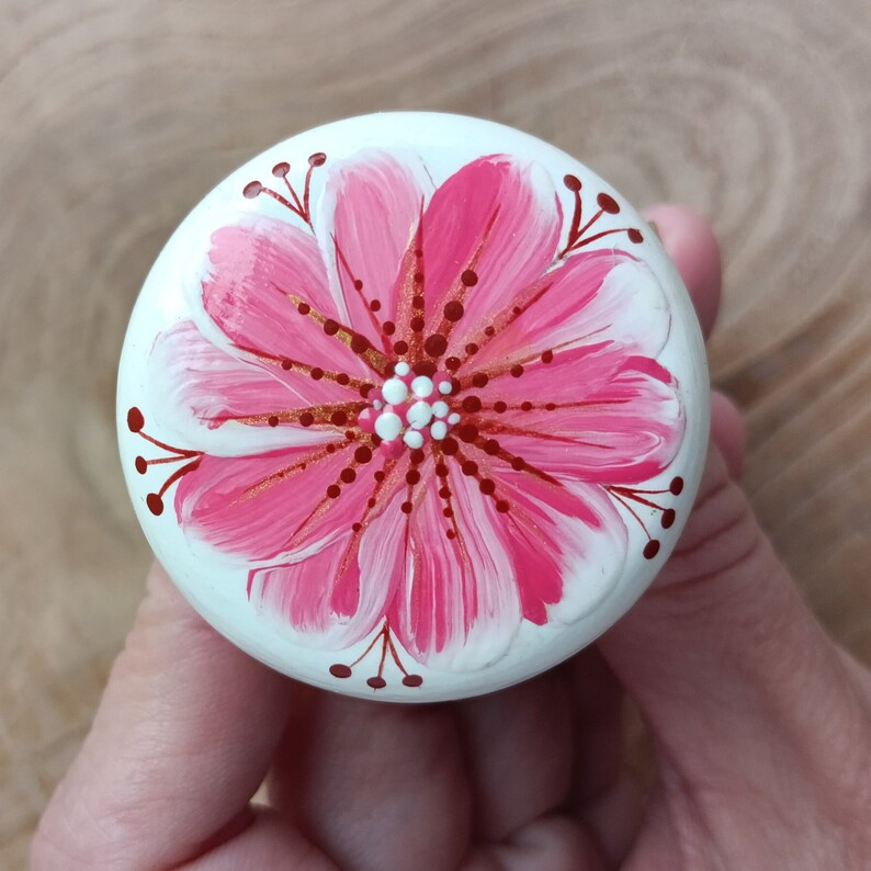 Hand-painted Flower Knob, Ukrainian Petrykivka, Wood Cabinet Knob - Etsy