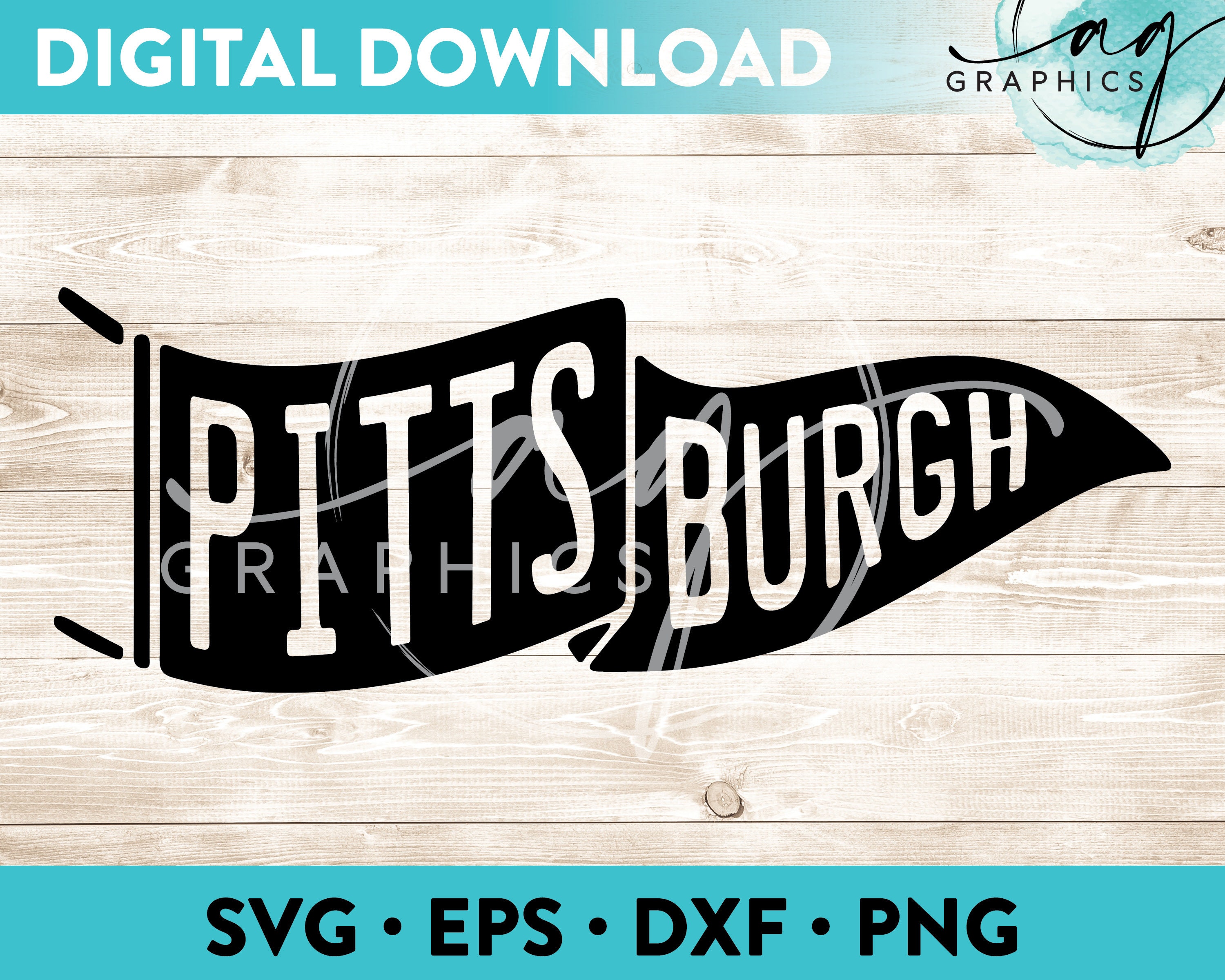 Pittsburgh Pennant Flag Instant Digital Download Cut File for Cricut ...
