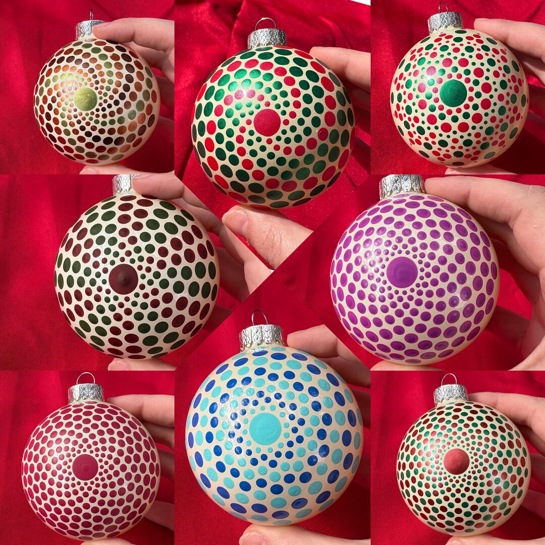 LARGE Gloss Eggshell Glass Christmas Tree Ornament - Round Bulb - Hand ...