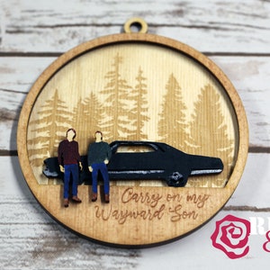 Supernatural Christmas Ornament, Sam, Dean and Baby, Handmade Wooden ...