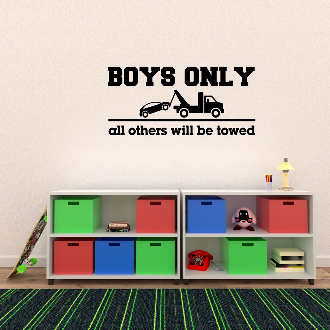 Boys Only Tow Truck Vinyl Wall Decals Vinyl Decals Playroom - Etsy