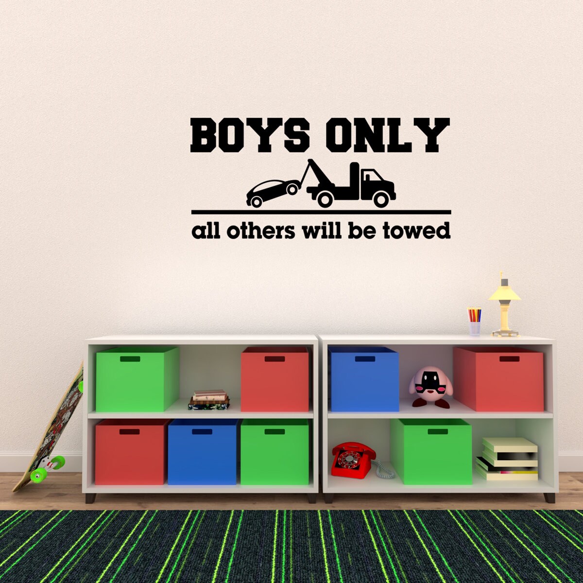 Boys Only Tow Truck Vinyl Wall Decals Vinyl Decals Playroom | Etsy