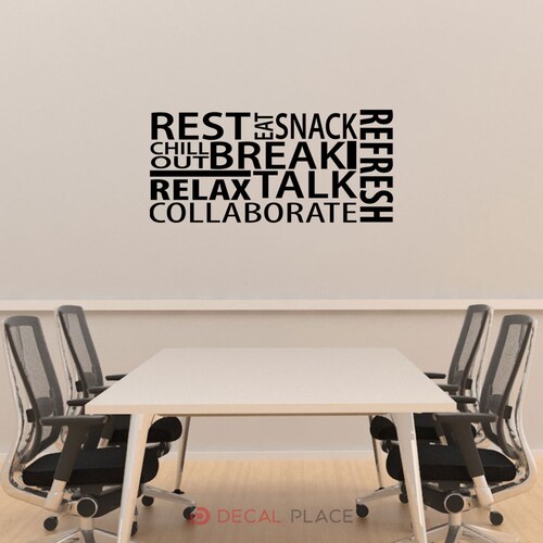 Office Wall Decal Break Room Word Collage Vinyl Wall | Etsy