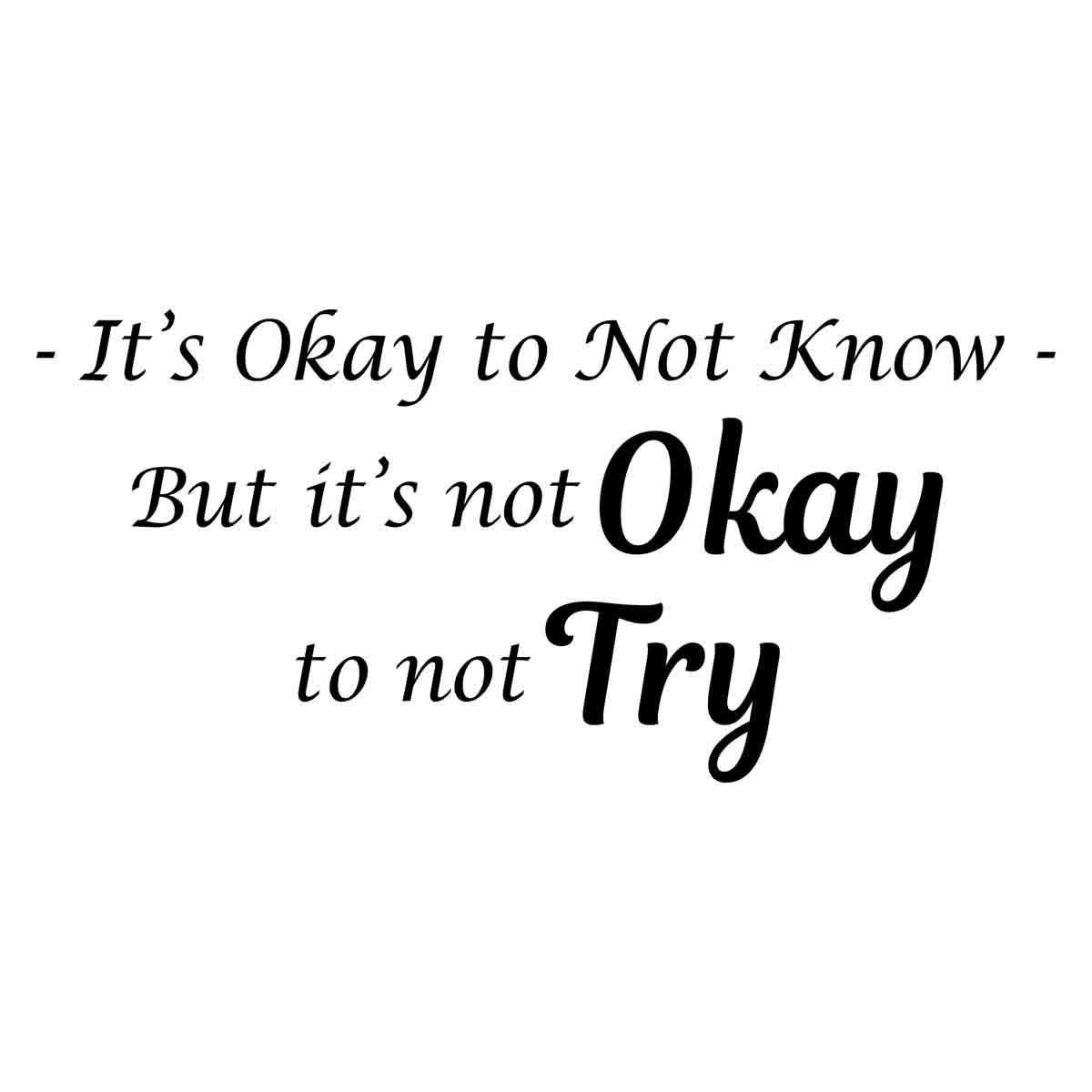 Its Okay to Not Know but Its Not Okay to Not Try Wall Decal | Etsy