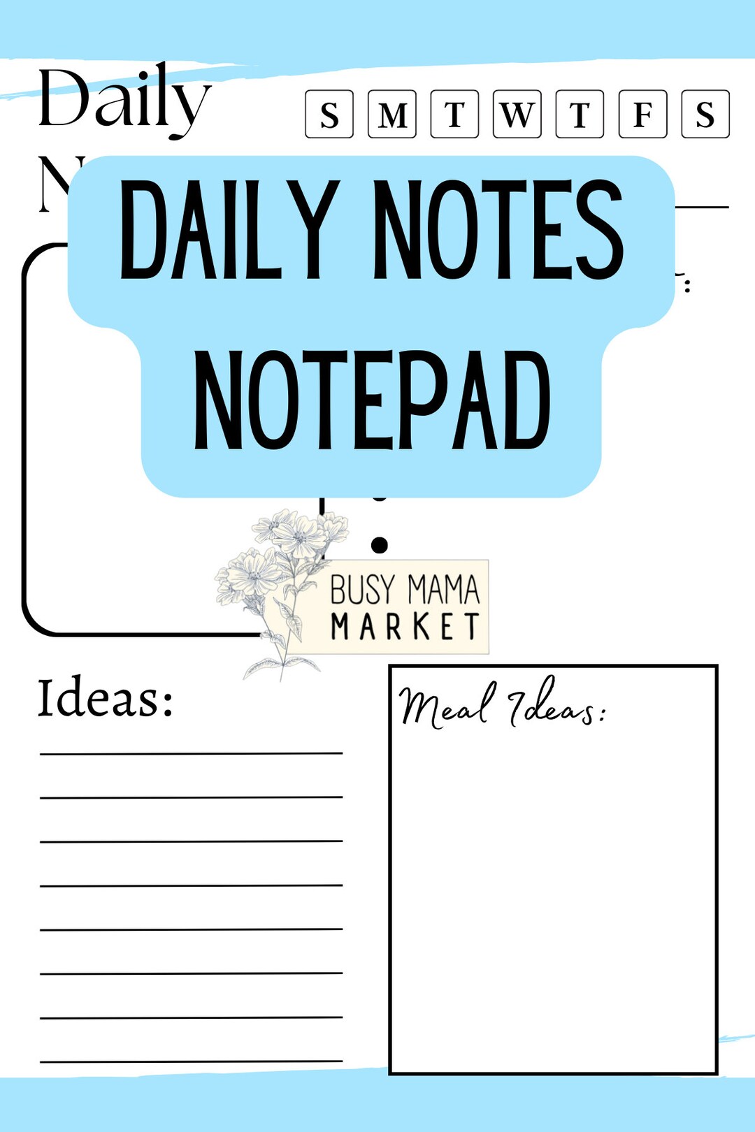 Daily Notes Organizational PNG DIGITAL Graphic | Downloadable Image ...
