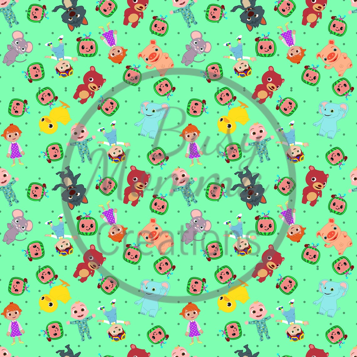 Cocomelon Green Fabric Digital File SEAMLESS - Etsy