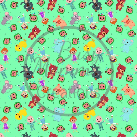 Embellishments Scrapbooking Cocomelon Green Dots Seamless Digital Paper ...