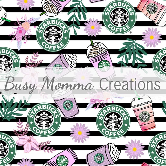 Starbucks Stripes Floral Fabric Digital File SEAMLESS - Etsy
