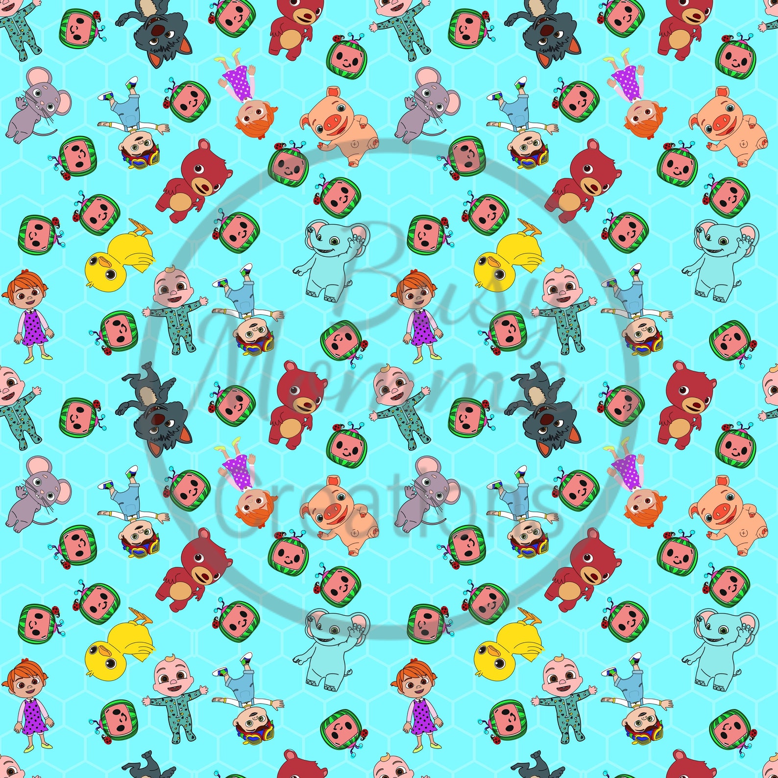 Cocomelon Outline Blue Fabric Digital File SEAMLESS - Etsy