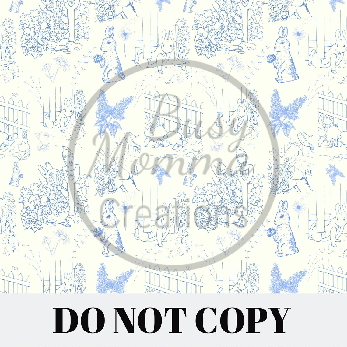 Peter Rabbit Toile Blue Fabric Digital File- SEAMLESS Paper,digital ...
