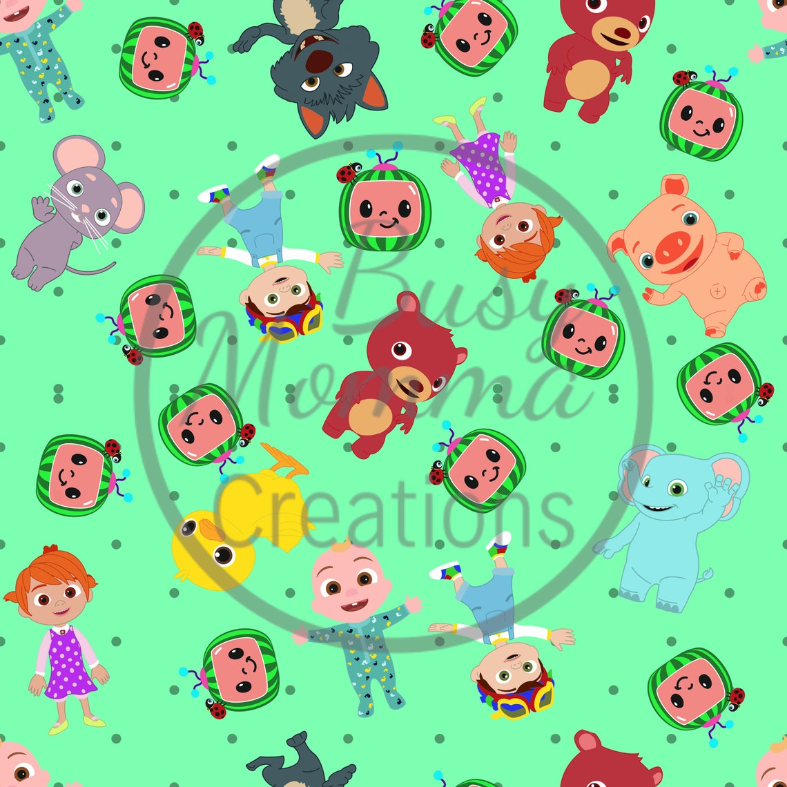 Cocomelon Green Fabric Digital File SEAMLESS - Etsy