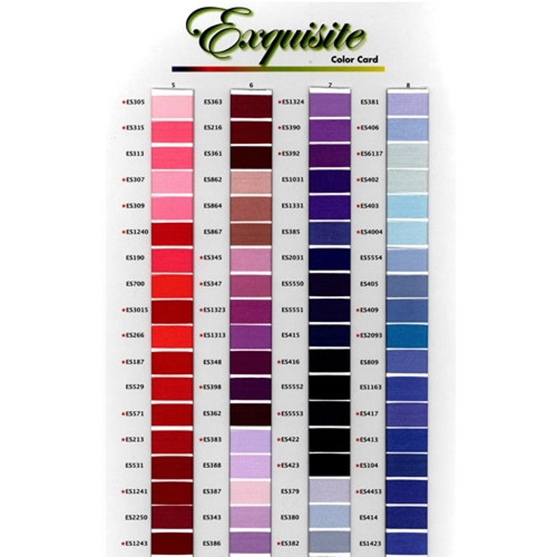 Color Chart for Exquisite Polyester Thread 40 1000 & 5000 | Etsy
