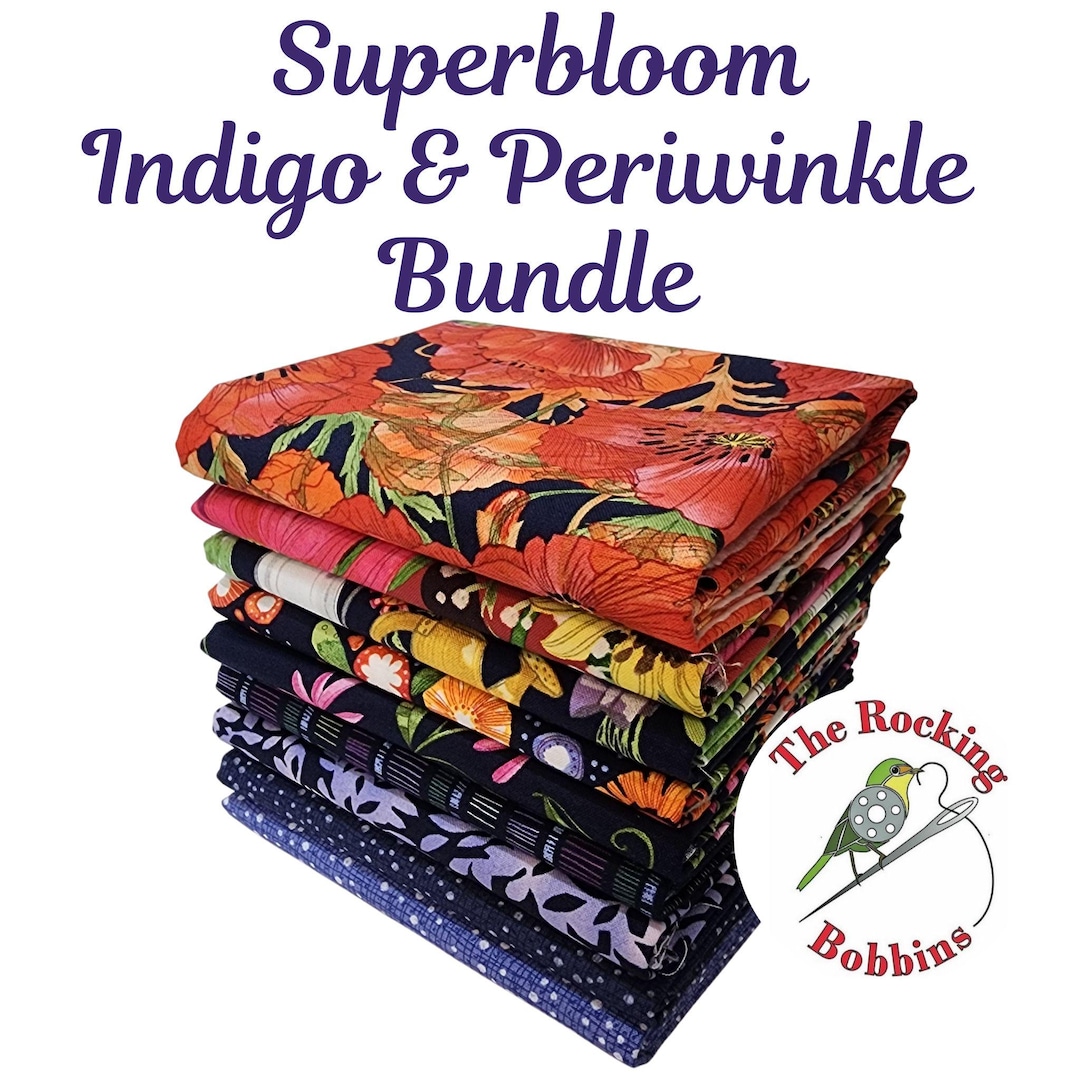 Superbloom Fabric Bundle – Indigo & Periwinkle | 9 Precut Prints by ...