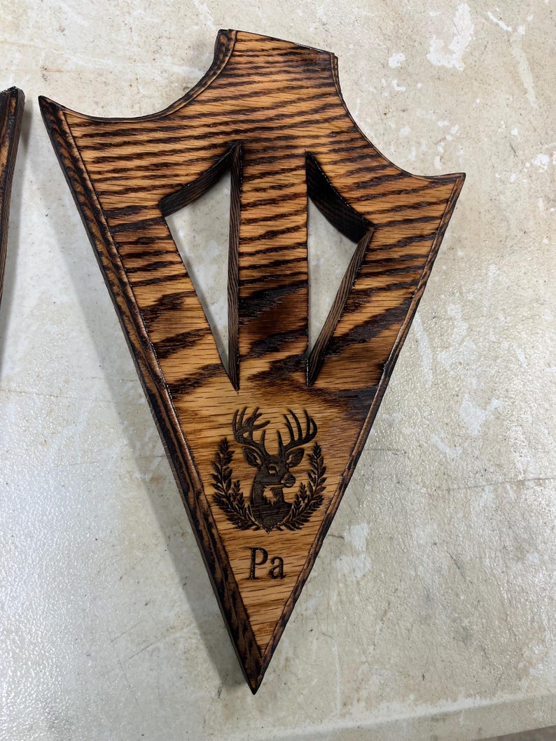 Deer Euro Skull Double Broad Head Engraved Plaque - Etsy