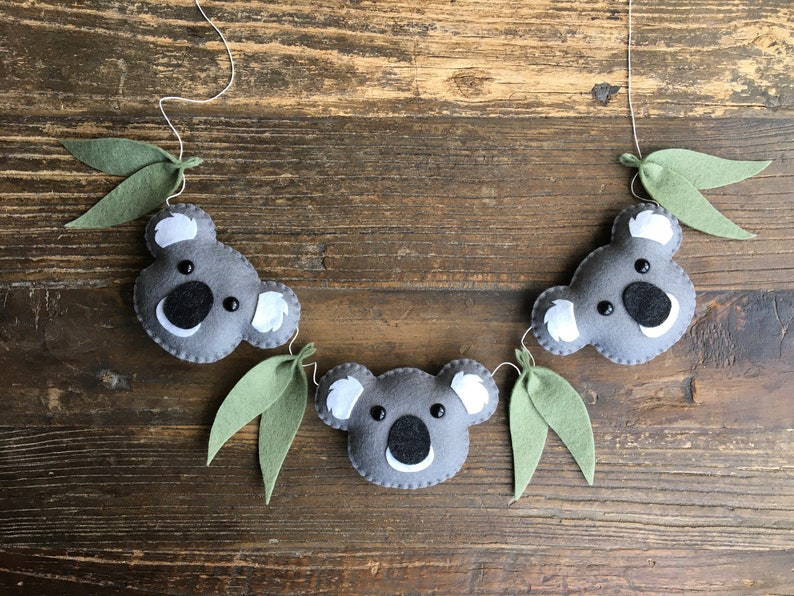 Koala Garland 100% Wool Felt Baby Bunting Nursery Decor - Etsy