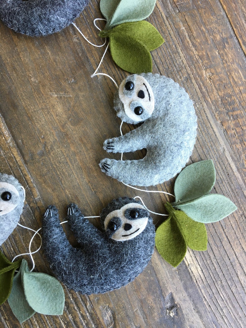 Wool Felt Sloth Garland Baby Nursery Sloth Bunting Sloth - Etsy UK