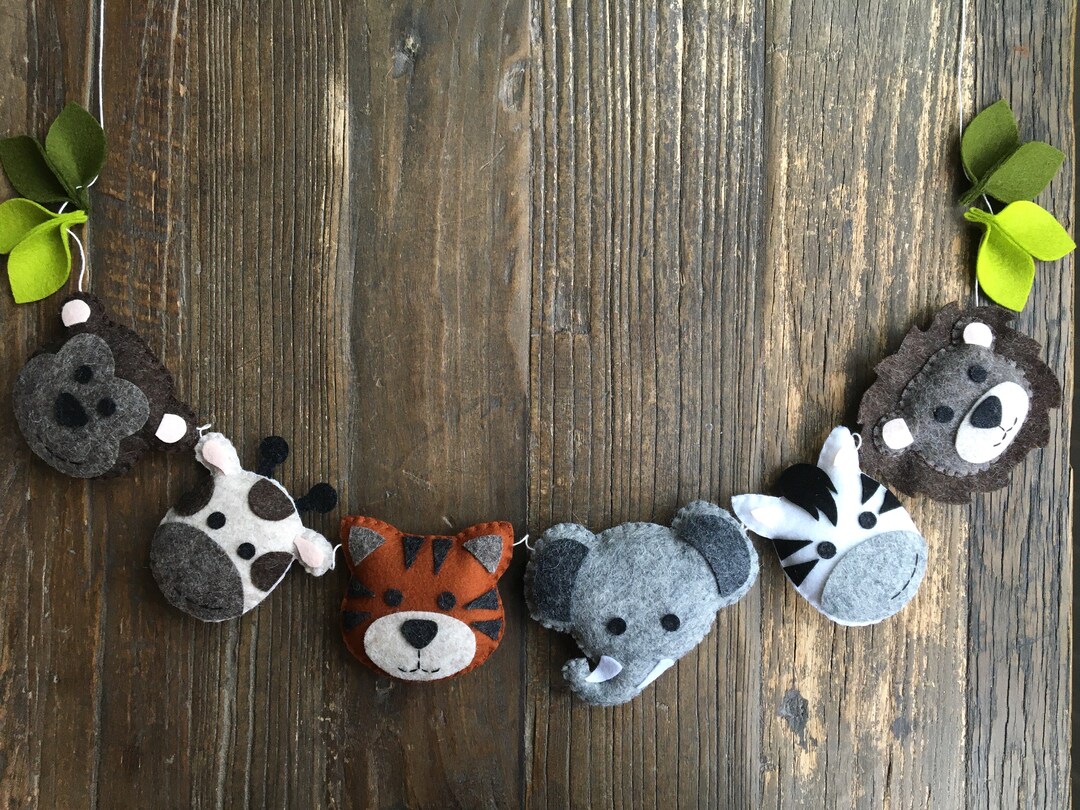Safari Jungle Animal Garland, 100% Wool Felt, Baby Bunting, Nursery ...