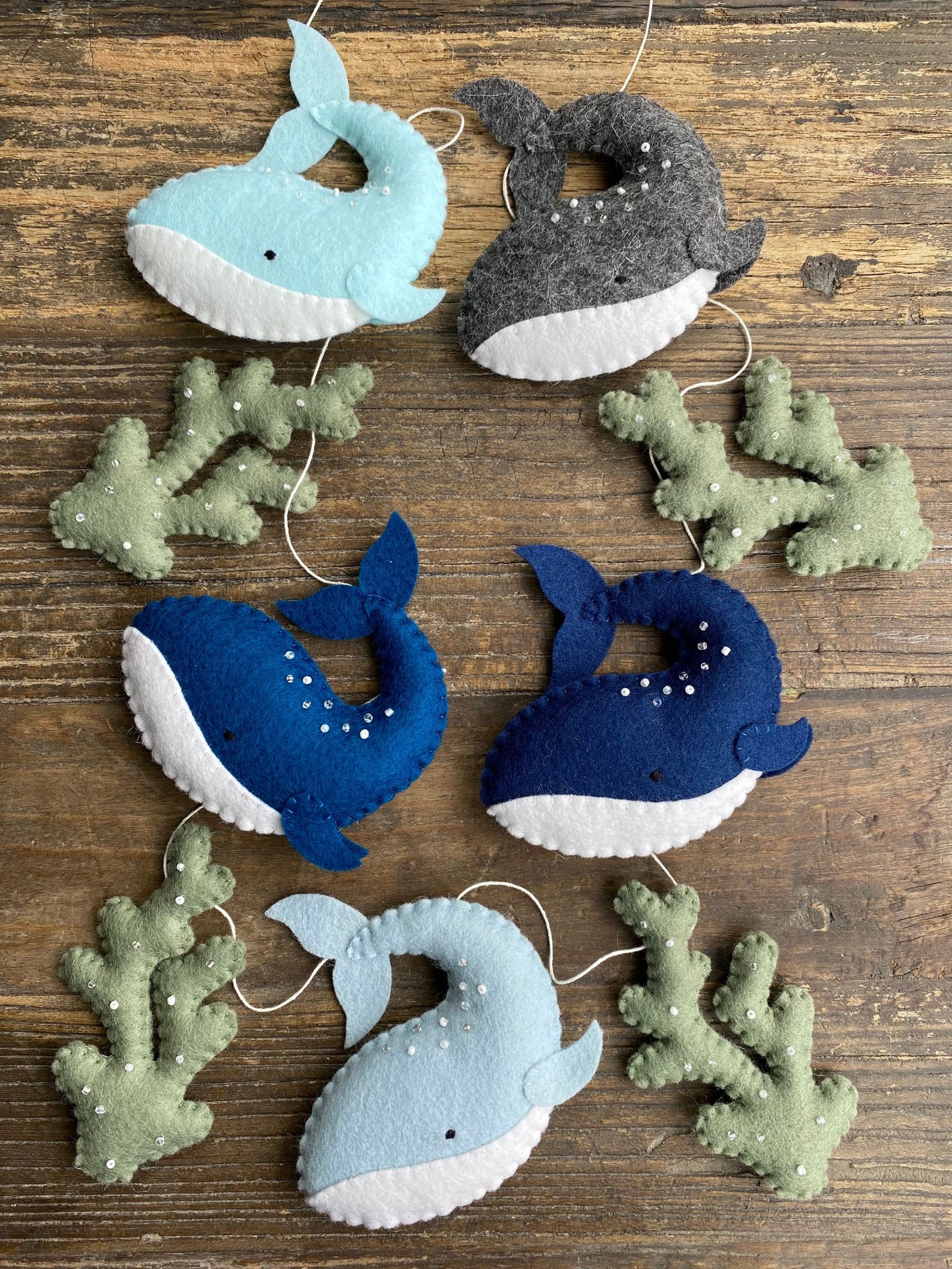 Whale Garland 100% Wool Felt Baby Bunting Nursery Decor - Etsy