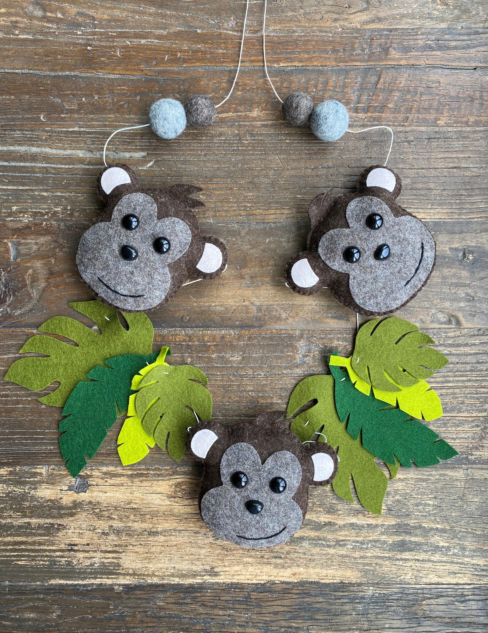 Wool Felt Monkey Garland, Safari Jungle Decor - Etsy
